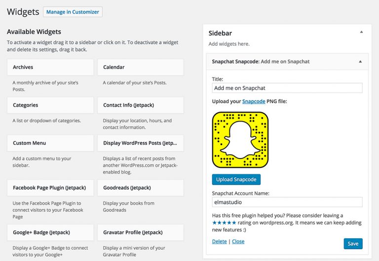How to add Snapchat to WordPress | ElmaStudio