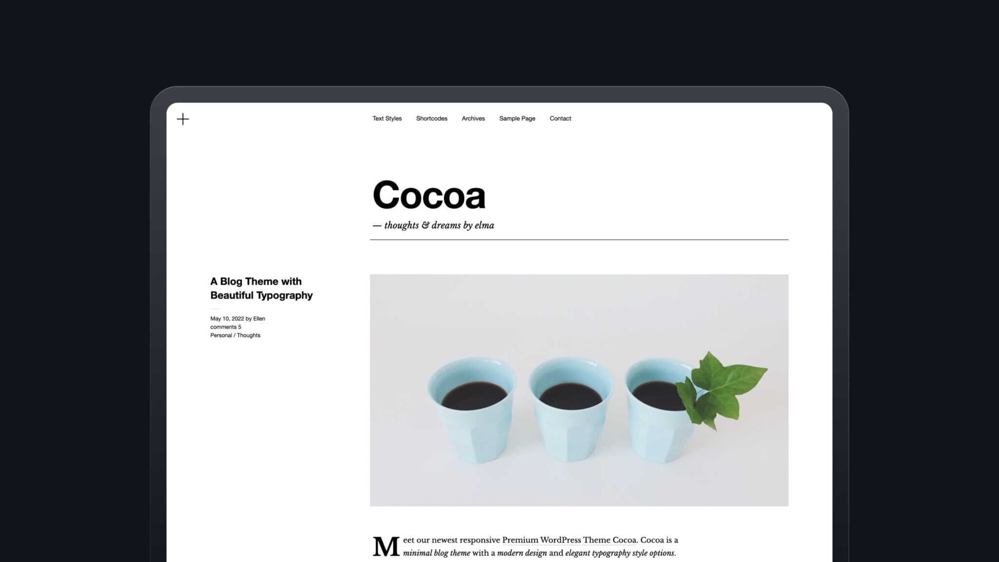 Premium WordPress Blog Theme Cocoa von Elmastudio | ElmaStudio